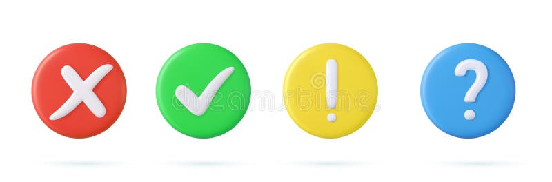 3d Button , Check Mark, Question, Attention Stock Vector - Illustration ...