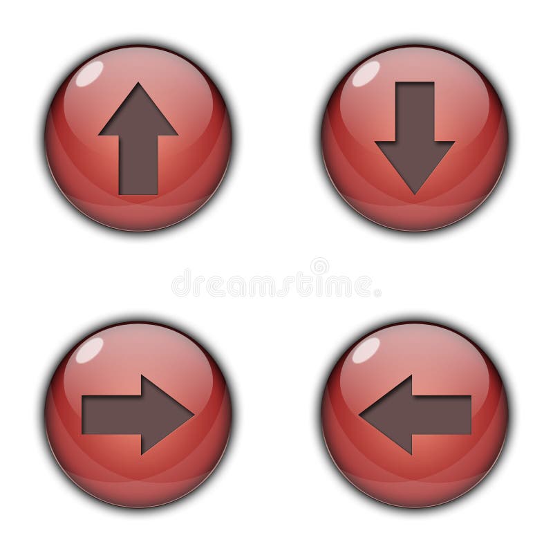 3D Button Left Right Up Down Red Color Stock Illustration ...