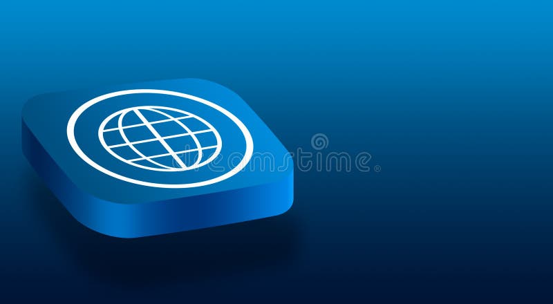3d Button with Planet, Internet Icon. Icon on a Volumetric Platform ...