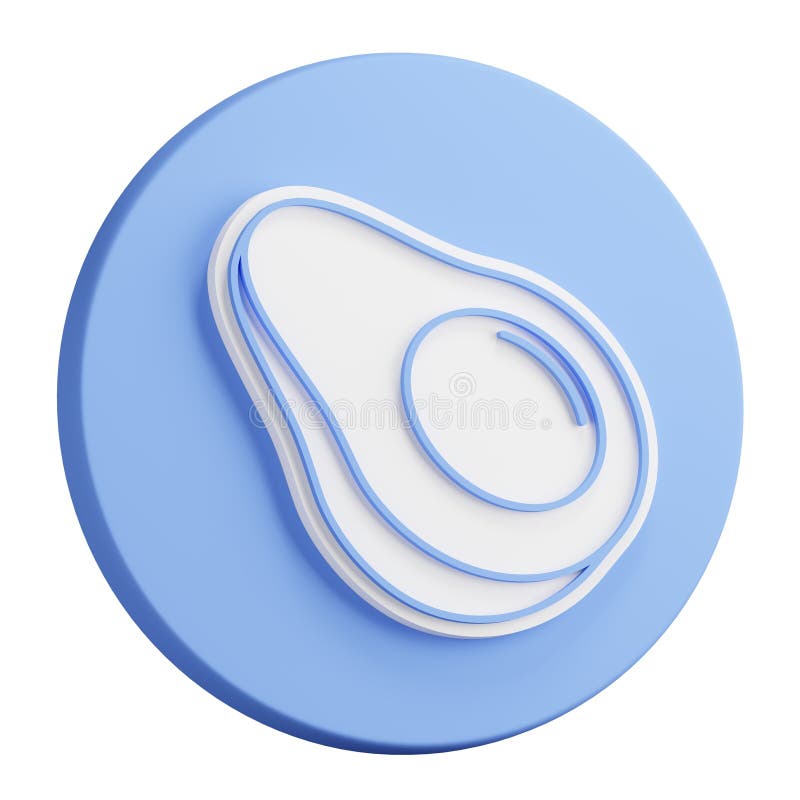 3D Button Rendering of Avocado Fruit Cut in Half with Seed in Middle ...