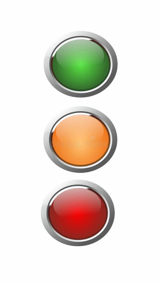 3D Buttons Green, Orange and Red Stock Illustration - Illustration of ...