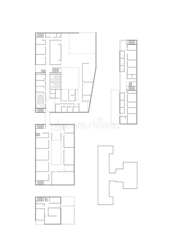 2D CAD Drawing. Floor Plan of the University Building Complex Stock ...