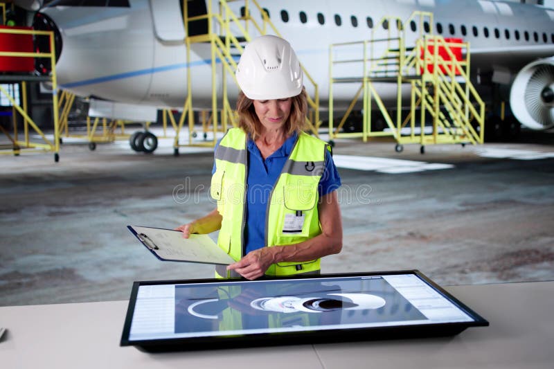 3D CAD Engineer Creating Aircraft Design on Computer Stock Image ...