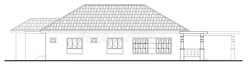 2D CAD House External Elevation Drawing Complete with Facade Decoration ...