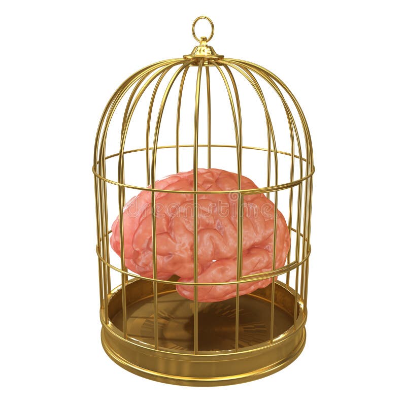 The Brain In Cage.3D Illustration. Stock Illustration - Illustration of ...