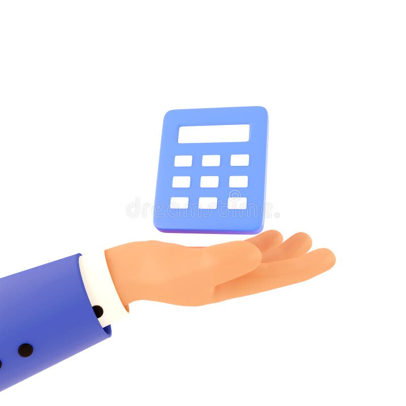 3d Calculator Render Icon. 3D Render Calculator with Hand Icon Stock ...
