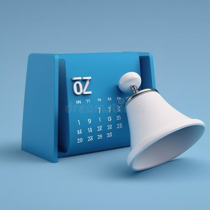 3D Calendar with Bell Notification Stock Illustration - Illustration of ...
