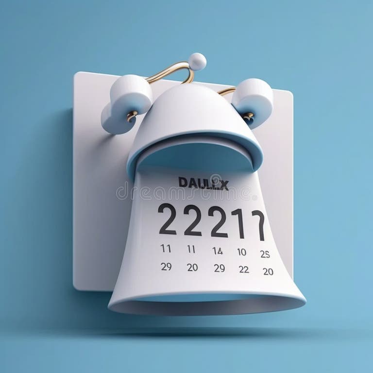 3D Calendar with Bell Notification Stock Illustration - Illustration of ...