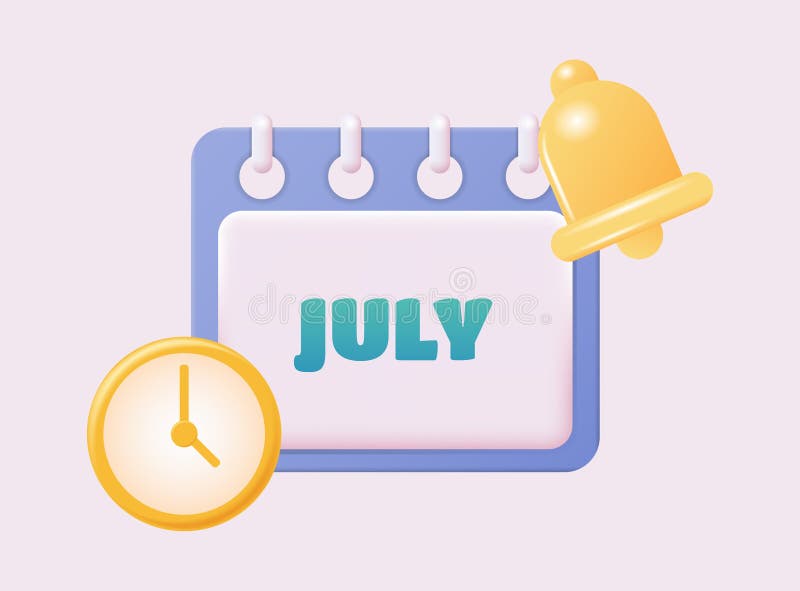 3d Calendar Icon. July. daily Schedule Planner. Calendar Events Plan ...