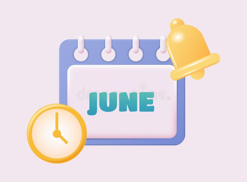 3d Calendar Icon. June. daily Schedule Planner. Calendar Events Plan ...