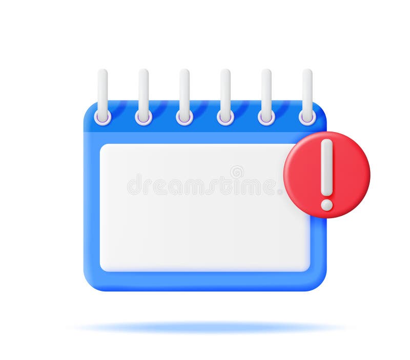 3D Calendar with Notification Alert Stock Vector - Illustration of ...
