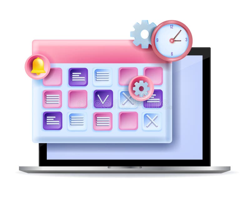 3D Calendar Schedule Planning Concept, Vector Online Event Agenda ...