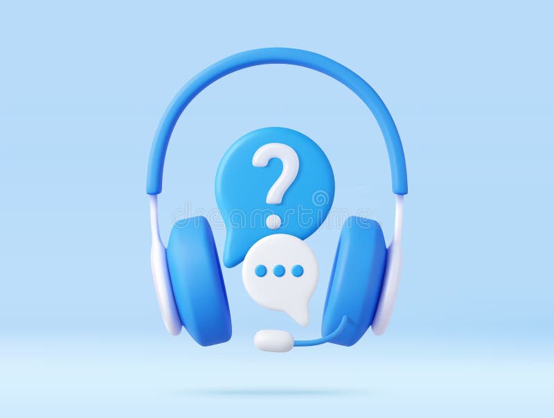 3D Call Center. Headphones with Speech Bubble Message. Stock Vector ...