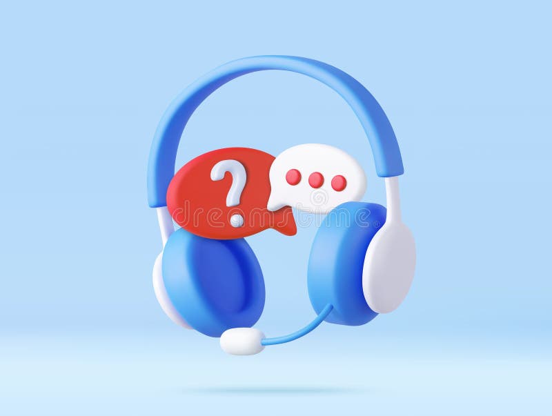 3D Call Center. Headphones with Speech Bubble Message. Stock Vector ...