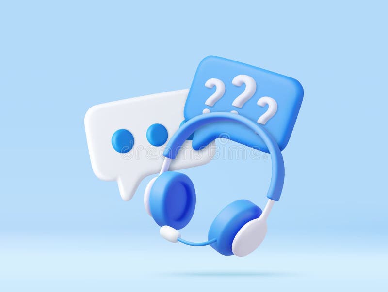 3D Call Center. Headphones with Speech Bubble Message. Stock Vector ...