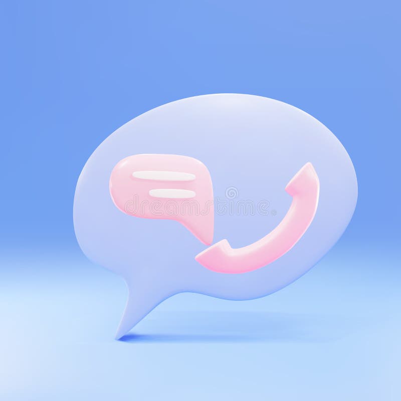3d Call Center Icon and Bubble Talk on Blue Background. Talking with ...