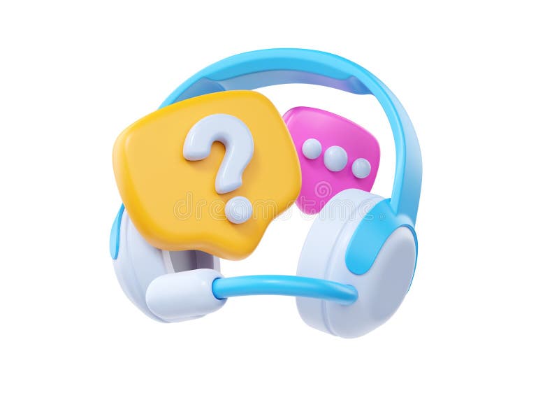 3d Call Center Support Service Icon, Headset with Microphone and ...