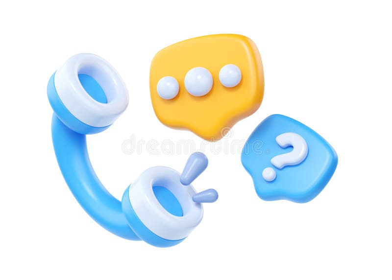 3d Call Center Support Service Icon, Phone with Microphone and Question ...