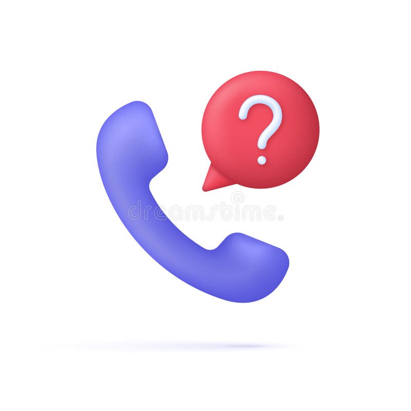 3D Call Phone and Bubble Talking. Service Support Hotline, Question ...