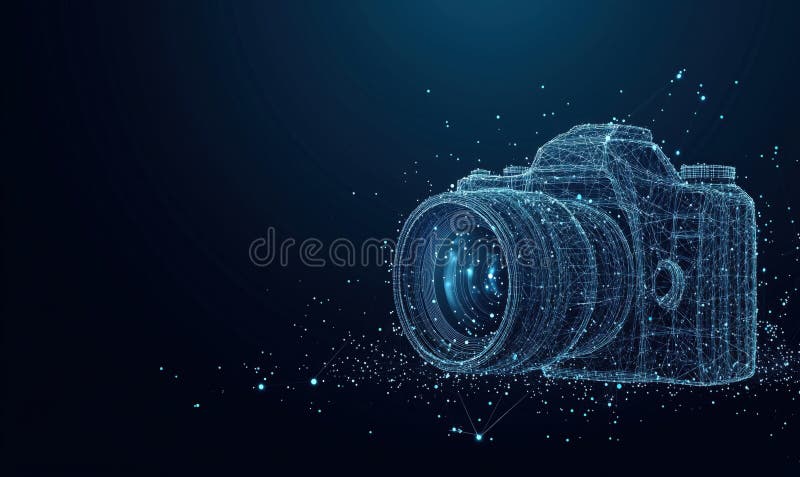 3D Camera Model, Digital Wireframe Design, Technology Concept Stock ...