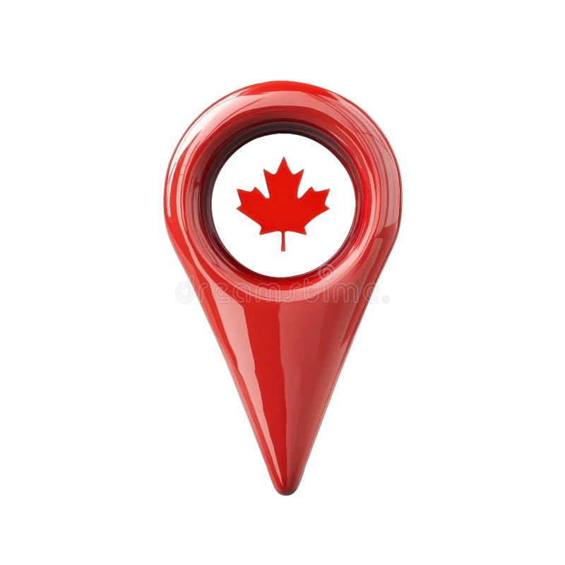 3d Canada Flag Inside Map Pin Pointer Icon Location, Floating Isolated ...