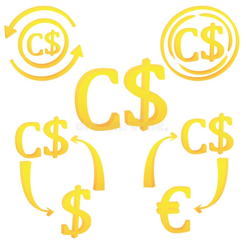 3D Canadian Dollar Currency Symbol Icon of Canada Stock Vector ...