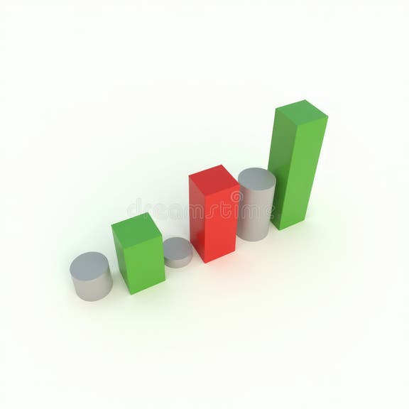 3D Candlestick Chart Cluster with Green and Red Bars Floating Mid-Air ...
