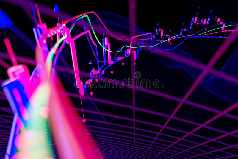 3d Candlestick Financial Chart with Indicators Stock Illustration ...