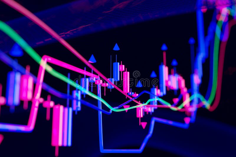 3d Candlestick Financial Chart with Indicators Stock Illustration ...