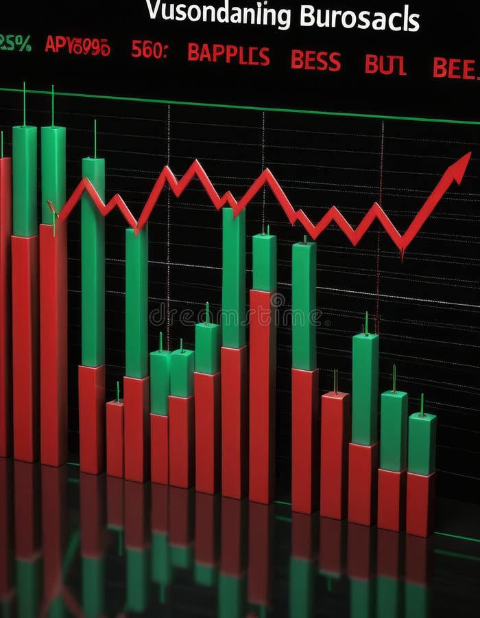 3D Candlestick Trading Chart Stock Illustration - Illustration of ...