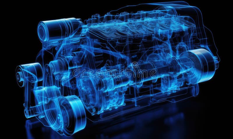 3D Car Engine Render Revealing Internal Mechanics and Components Stock ...