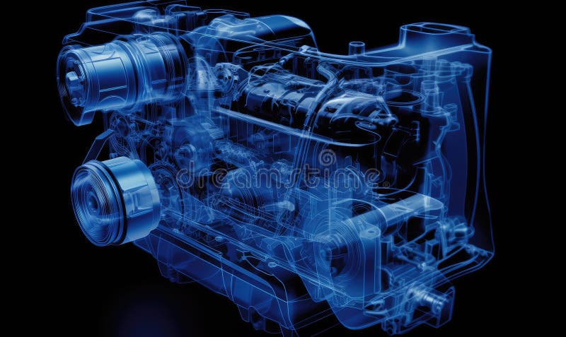 3D Car Engine Render Revealing Internal Mechanics and Components Stock ...