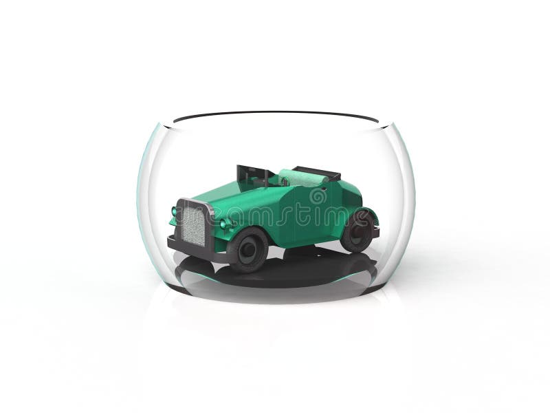 3d car in a glass sphere stock illustration. Illustration of ...