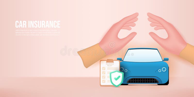3d Car Insurance Concept. Protects the Car with Two Hands Stock Vector ...