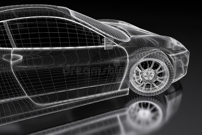 3D car mesh on a black stock illustration. Illustration of model - 84297696