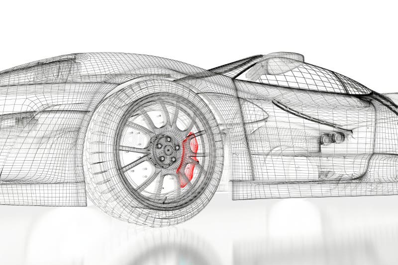3D car mesh on a black stock illustration. Illustration of concept ...