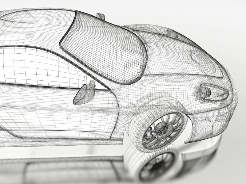 3D car mesh on a white stock illustration. Illustration of drawing ...
