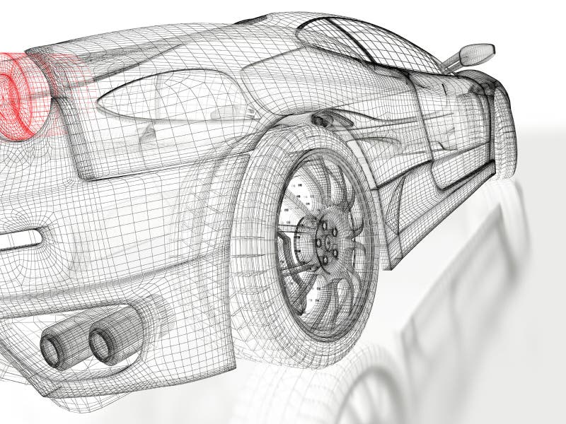 3D car mesh on a white stock illustration. Illustration of speed - 84397393