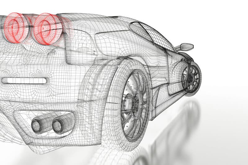 3D car mesh on a white stock illustration. Illustration of concept ...