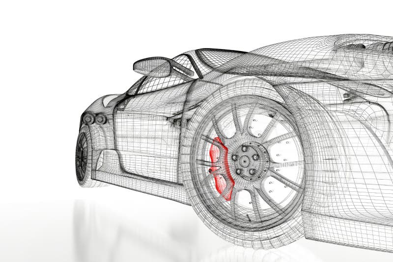 3D car mesh on a white stock illustration. Illustration of drawing ...