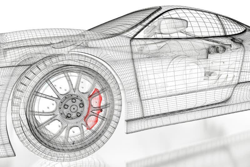 3D car mesh on a white stock illustration. Illustration of render ...