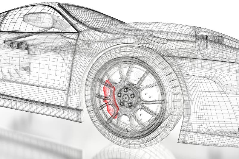 3D car mesh on a white stock illustration. Illustration of mesh - 93120751