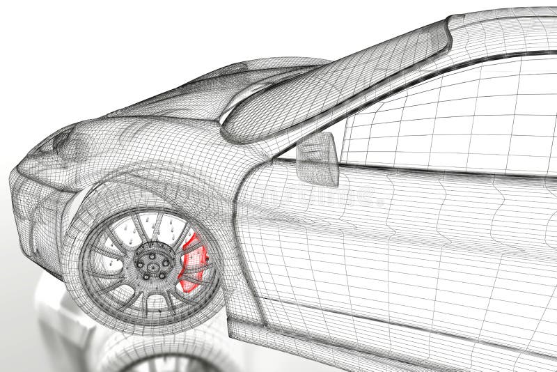 3D car mesh on a white stock illustration. Illustration of speed - 84397393