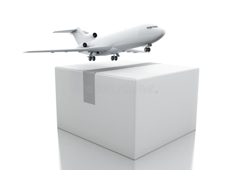 3d Carboard Boxes with Airplane. Delivery Concept. Stock Illustration ...