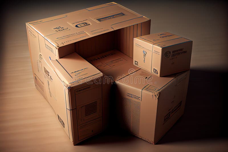 3d Cardboard Boxes. Generative AI Stock Illustration - Illustration of post, pack: 266872370