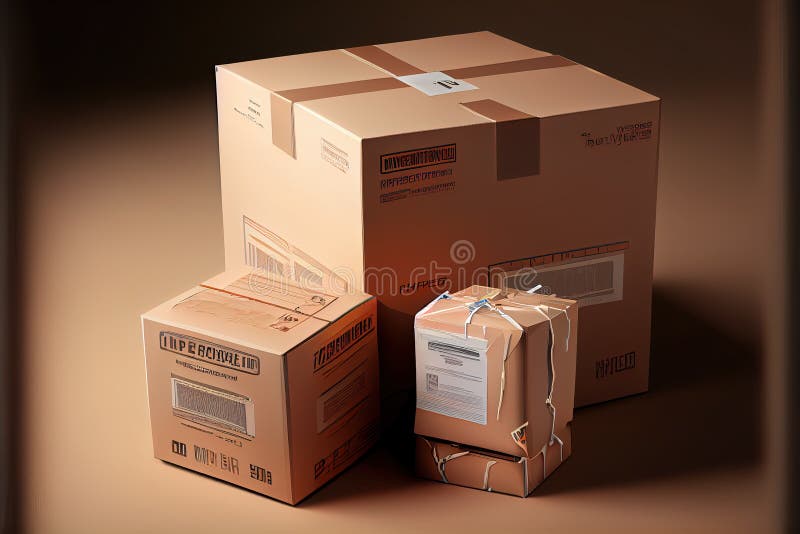 3d Cardboard Boxes. Generative AI Stock Illustration - Illustration of ...