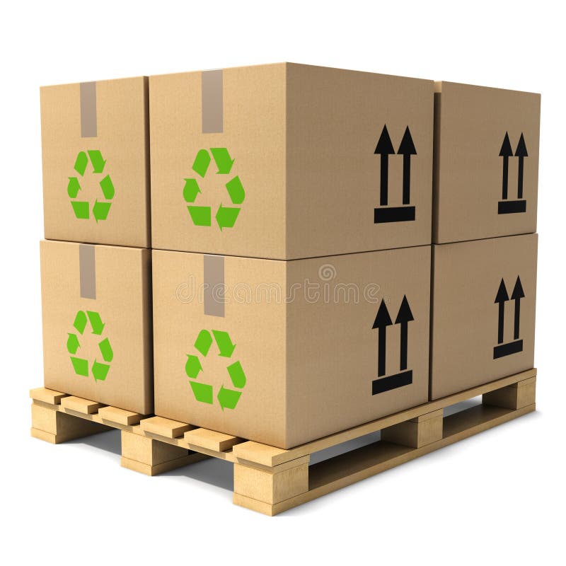 Cardboard Boxes On Shipping Pallet Stock Illustration - Illustration of ...
