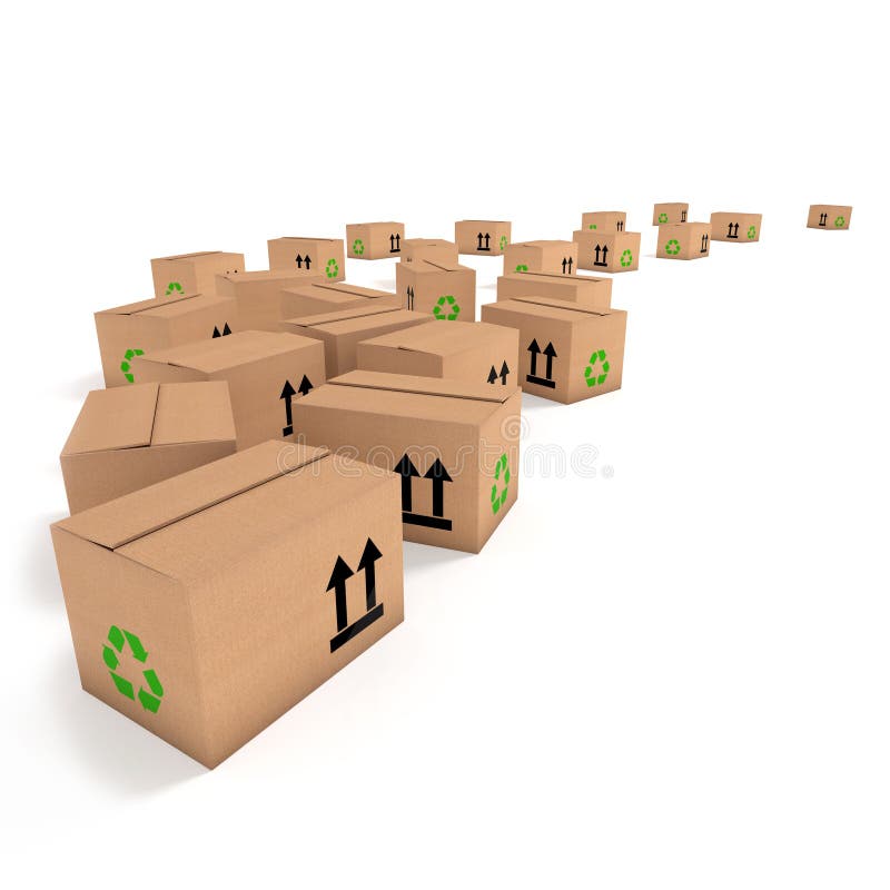 3d Cardboard boxes stock illustration. Illustration of distribution ...