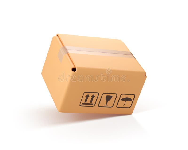 3D Cardboard Closed Box Isolated on White Background. Render Delivery ...