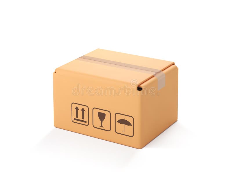 3D Cardboard Closed Box Isolated on White Background. Render Delivery ...